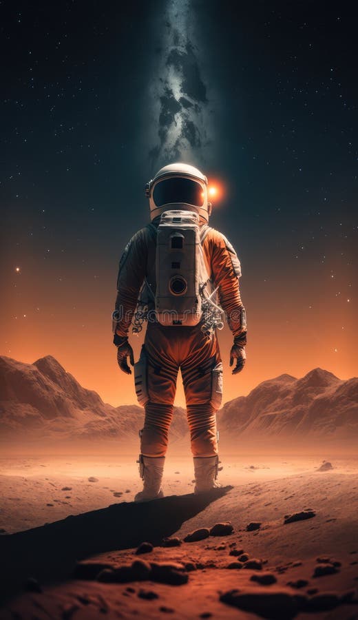 Astronaut and Astronauts Exploring Deep Space Stock Illustration ...