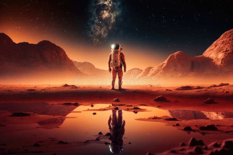 Astronaut and Astronauts Exploring Deep Space Stock Illustration ...