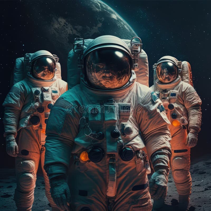 Astronaut and Astronauts Exploring Deep Space Stock Illustration ...