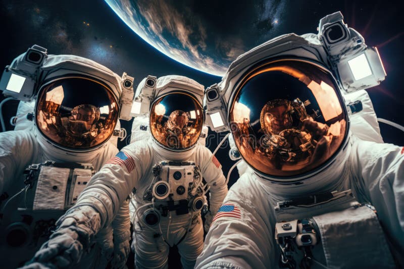 Astronaut and Astronauts Exploring Deep Space Stock Illustration ...