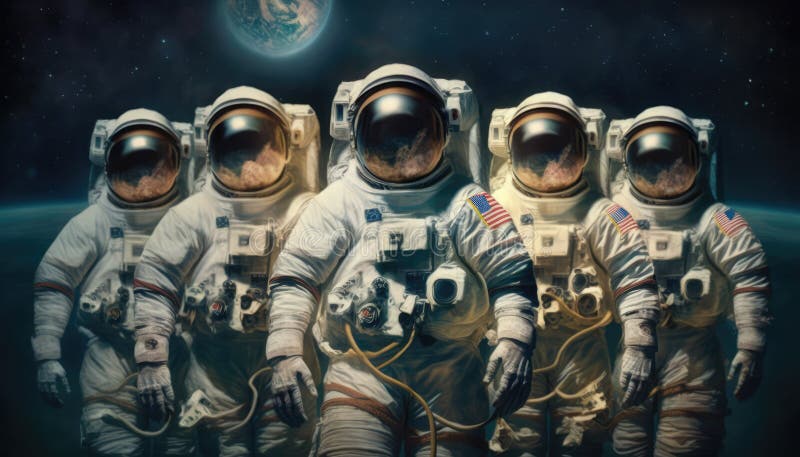 Astronaut and Astronauts Exploring Deep Space Stock Illustration ...