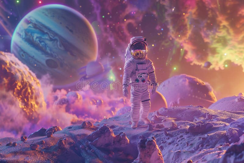 Astronaut and Astronauts Exploring Planets in Outer Space Stock ...