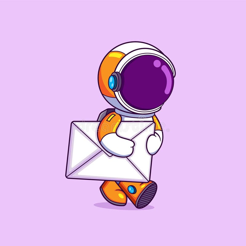 The Astronaut is Being a Postman and Delivering a Big Mail Stock Vector ...