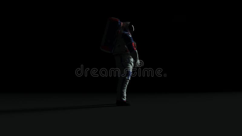 Astronaut with Black Visor and White Spacewalk Spacesuit Back Light ...