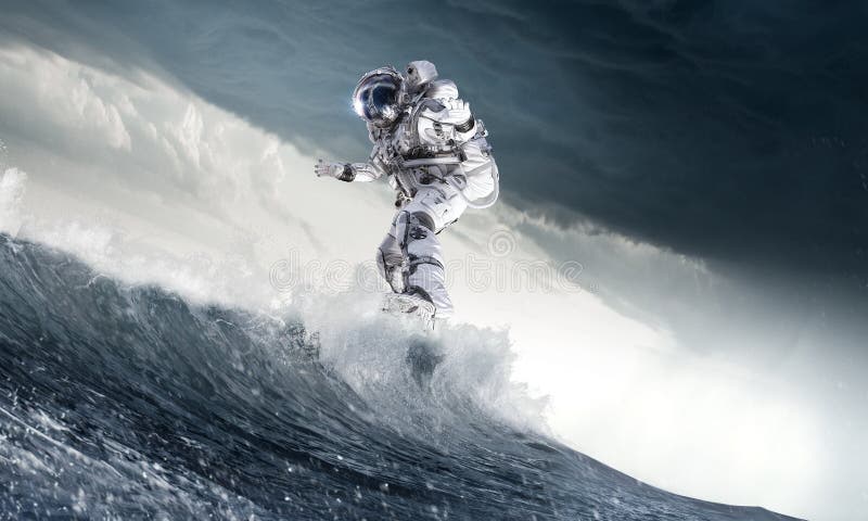 Astronaut on Board. Mixed Media Stock Image - Image of astronaut, surf ...
