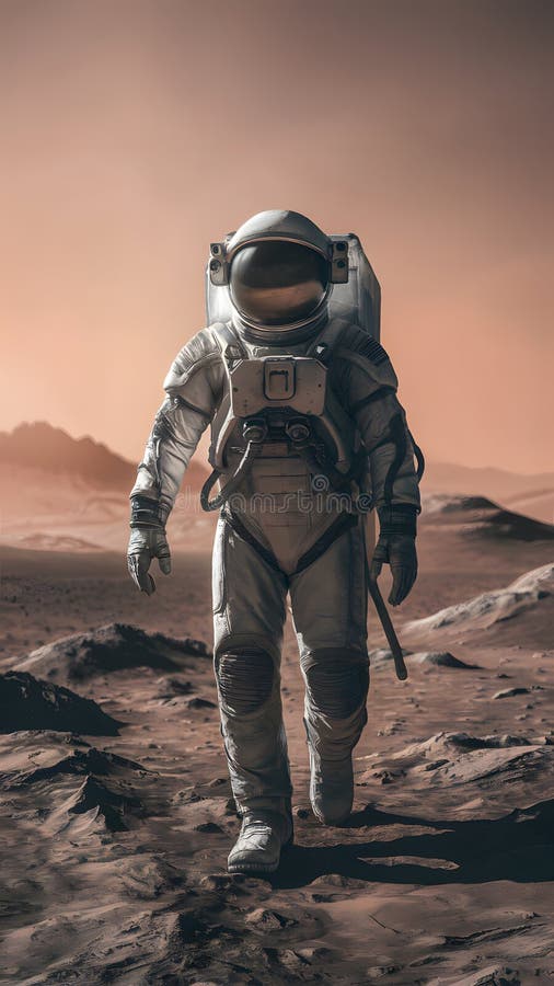 Astronaut Boldly Exploring Martian Terrain, Symbolizing Human Curiosity ...