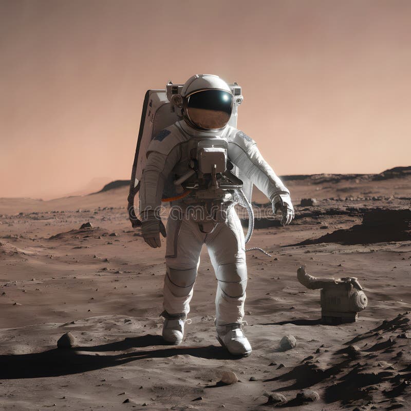 Astronaut Boldly Exploring Martian Terrain, Symbolizing Human Curiosity ...