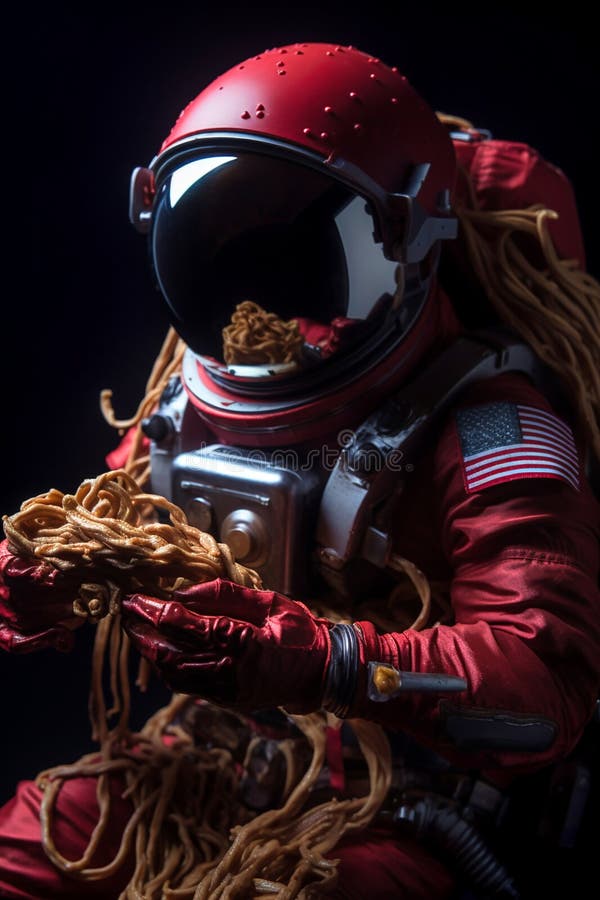An Astronaut with a Bowl of Spaghetti Stock Photo - Image of spaghetti ...