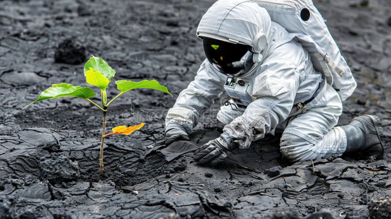 Astronaut Carefully Cultivates a Plant in Asteroid Regolith for ...