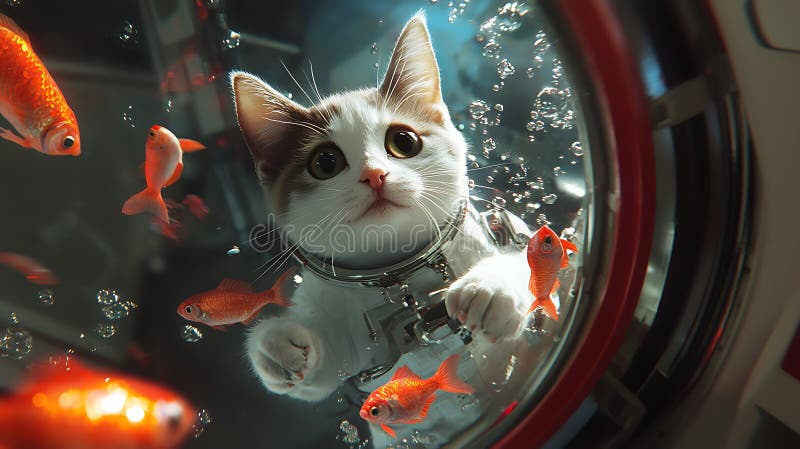 An Astronaut Cat Drifting in Zero Gravity while Playfully Chasing ... An Astronaut Cat Drifting in Zero Gravity while Playfully Chasing ...