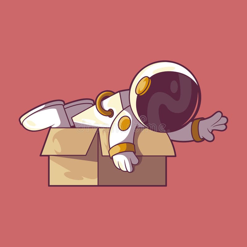 An Astronaut Character Inside a Box Vector Illustration. Stock Vector ...