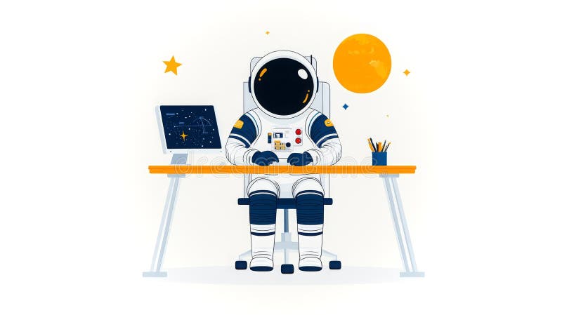 Astronaut Collaborates with Advanced Ai in a Modern Computer Lab ...