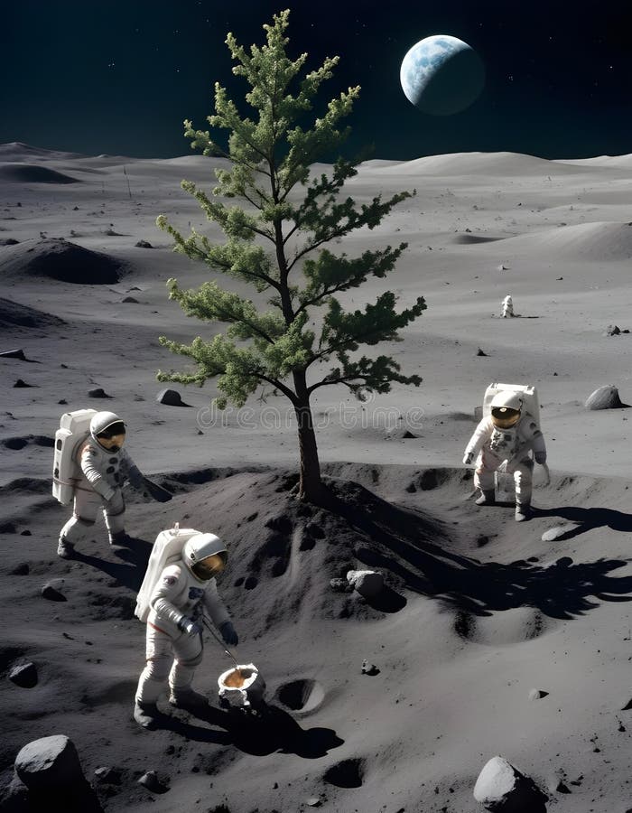 Astronaut Collecting Lunar Core Samples Stock Illustration ...