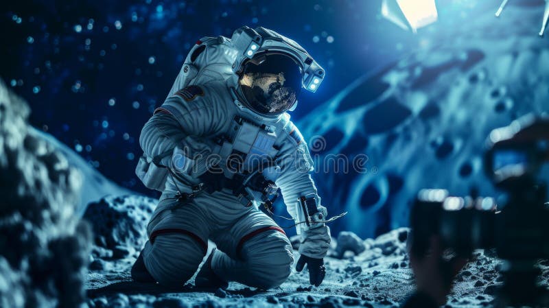 Astronaut Collecting Samples Moon Ai Generated Stock Photos - Free ...