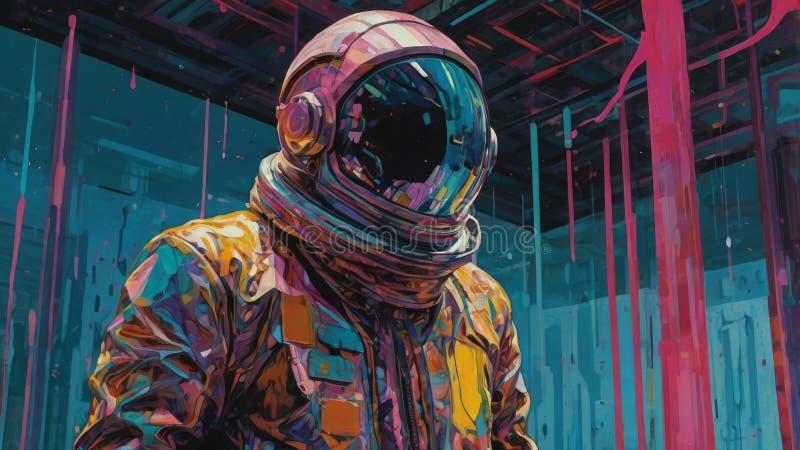 Astronaut in a Colorful Futuristic Space Suit Stock Illustration ...