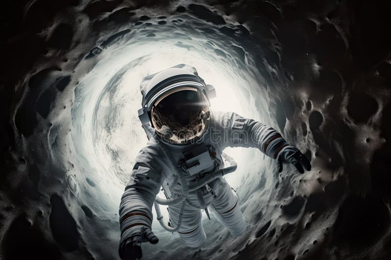 Astronaut Coming Out of a Black Hole. Ai Generative. Stock Illustration ...