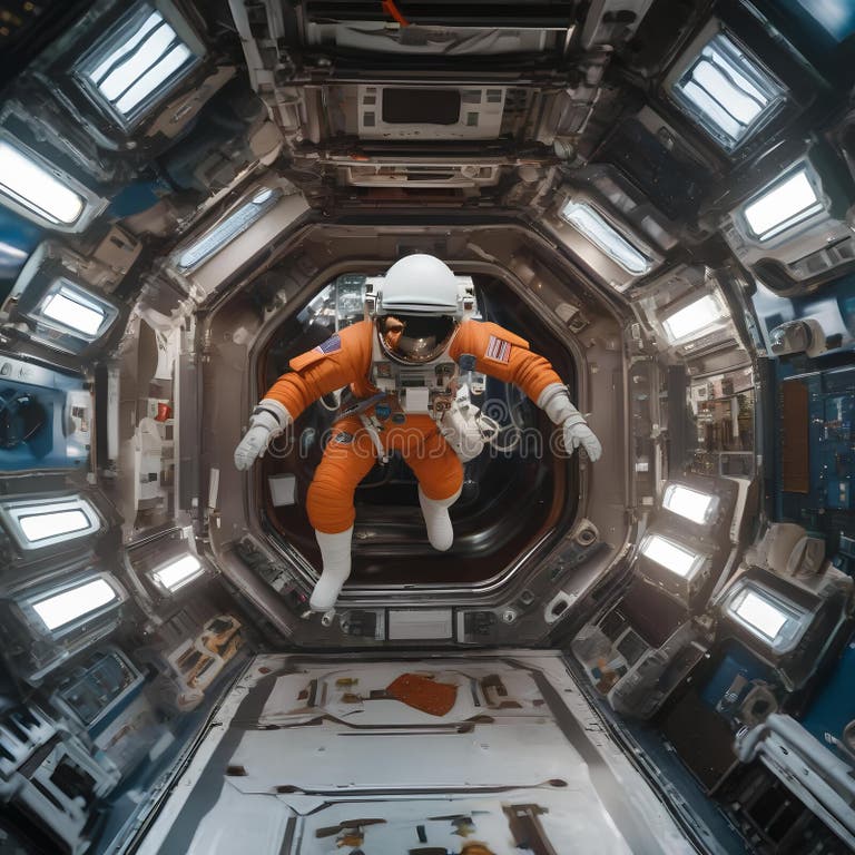 An Astronaut Conducting Experiments Inside a Space Station Module ...