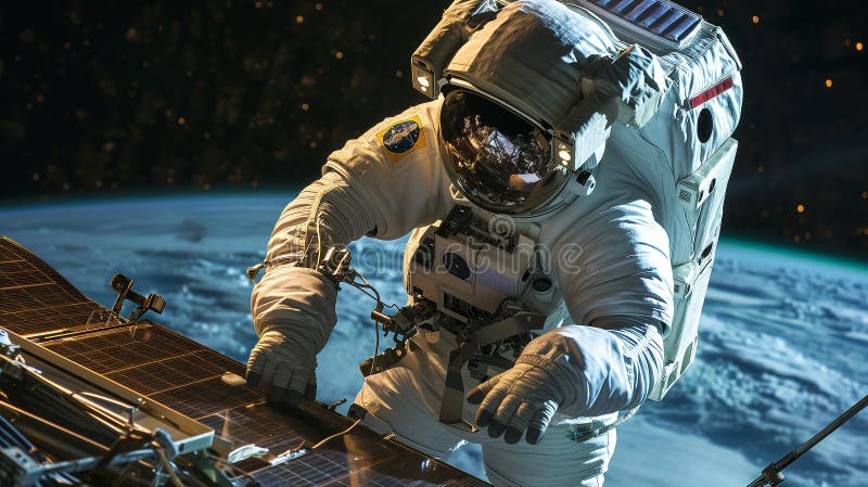 Astronaut Conducts High-stakes Solar Panel Maintenance Against Planet ...