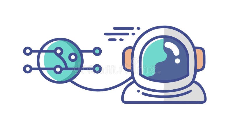 Astronaut Connected To a Digital Network Vector Illustration, Vector ...