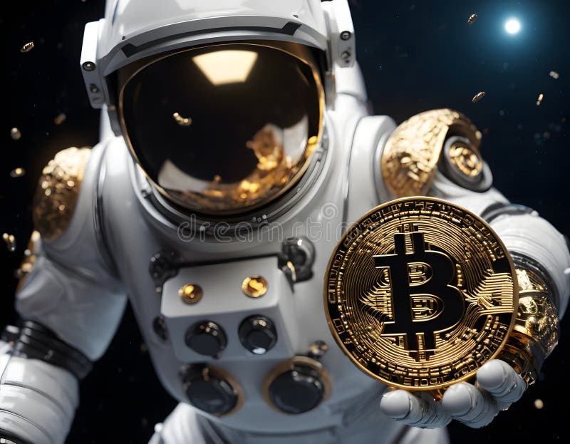 Cosmic Bitcoin: Astronaut’s Golden Discovery AI Generated Stock Photo ...