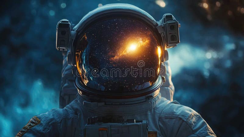 Astronaut in the Cosmos Reflecting the Universe Stock Photo - Image of ...