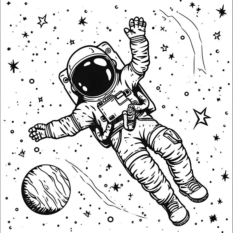 Astronaut Coloring Drawing Stock Illustrations – 1,482 Astronaut ...