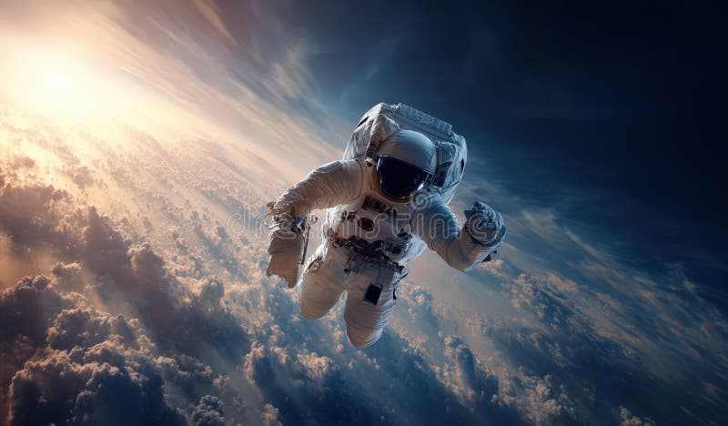 An Astronaut is Currently Soaring through the Vast Air in Outer Space ...