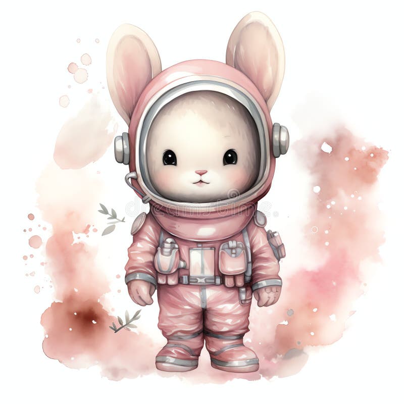Astronaut Cute Bunny Blue Cute Bunny Watercolor Stock Illustration ...