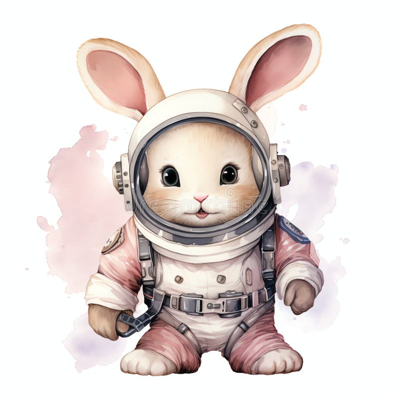Astronaut Cute Bunny Blue Cute Bunny Watercolor Stock Illustration ...