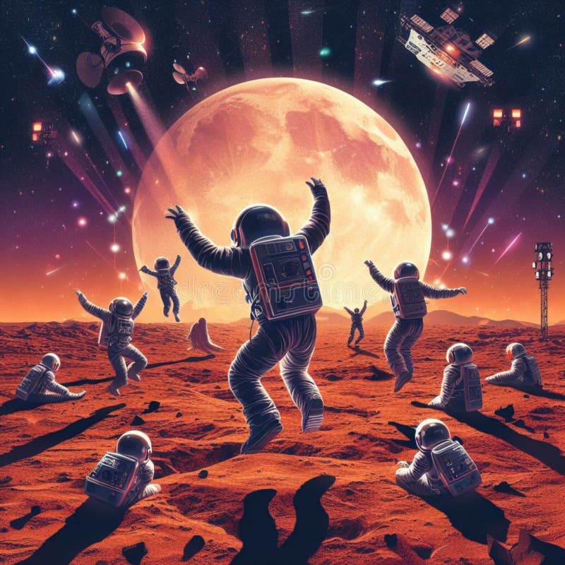 Astronaut dance party stock illustration. Illustration of face - 293138320