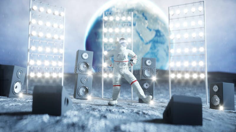 Astronaut Dancing on the Moon. 3d Rendering. Stock Illustration ...