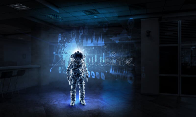 Astronaut Explorer in Laboratory. Mixed Media Stock Photo - Image of ...