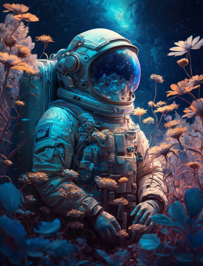 Astronaut in Deep Space. Fantasy Stock Illustration - Illustration of ...
