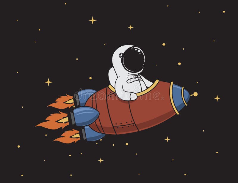 Ruimtevaarder in Kosmische Ruimte Met Maan Zoals Een Ballon Vector ...