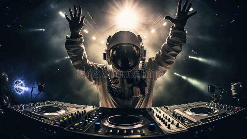 Astronaut DJ Playing Music in Spaceship. Generative AI Stock Photo ...