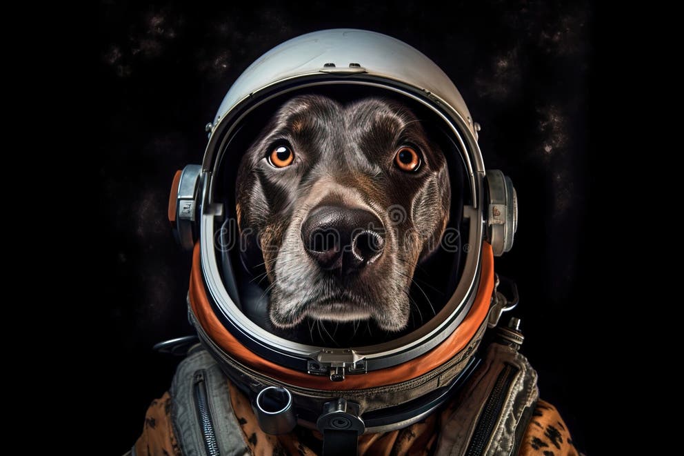 Astronaut Dog Floats in Space. Stock Illustration - Illustration of ...