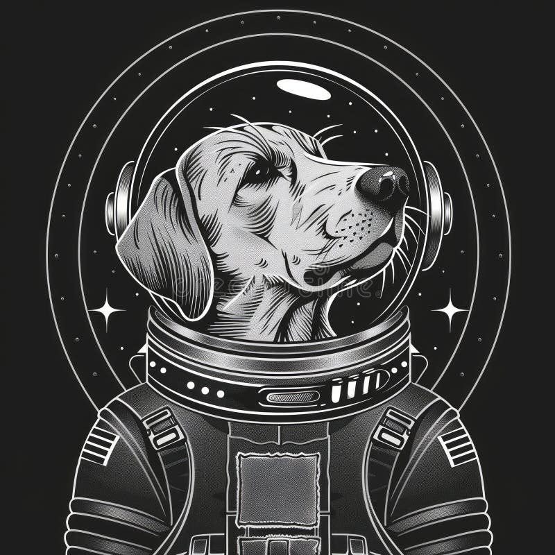 Astronaut Dog in Spacesuit Against Starry Space Background Stock Photo ...