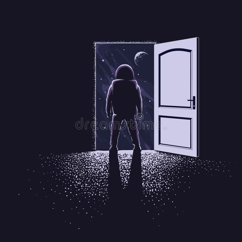 Astronaut and Door To Space Stock Vector - Illustration of mission ...