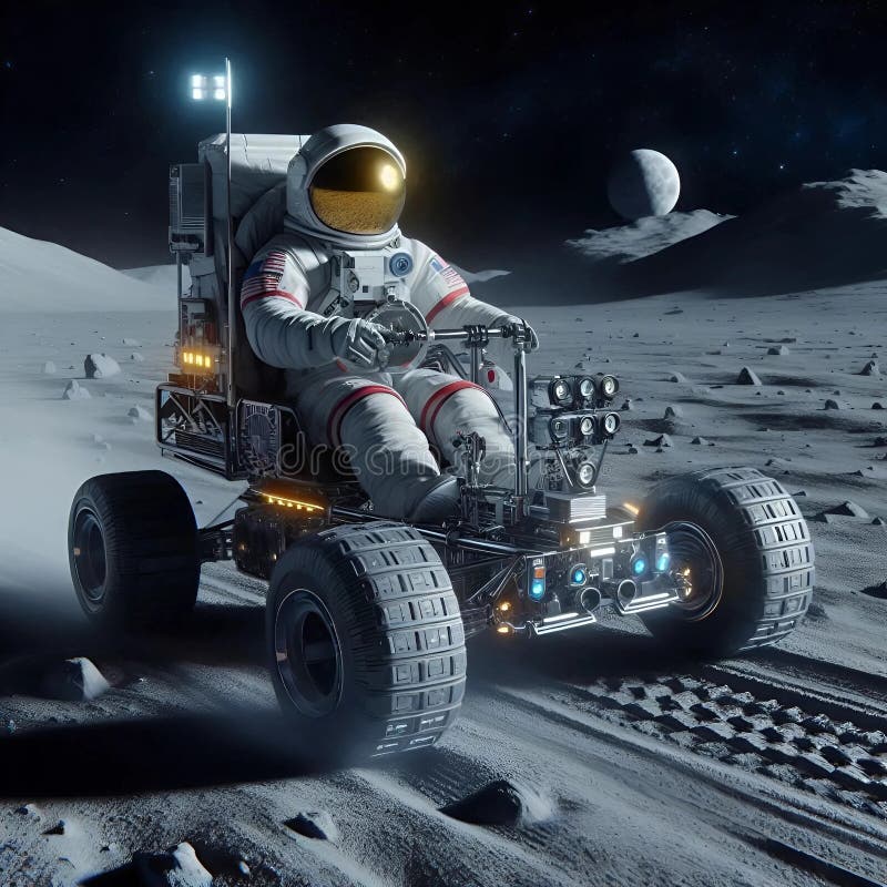 Astronaut driving a buggy stock illustration. Illustration of astronaut ...