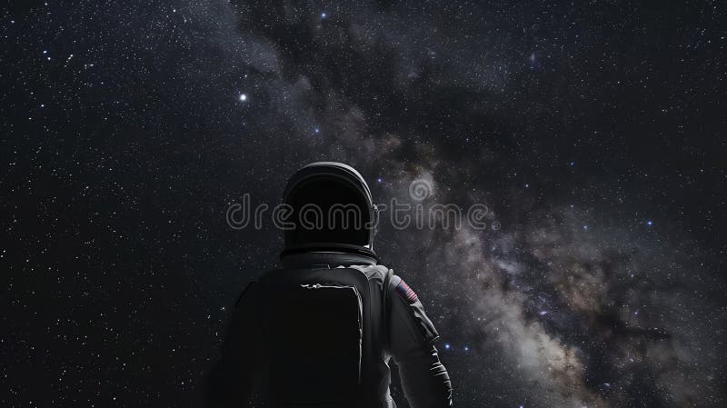 Astronaut Empty Space in Front of the Milky Way Galaxy Stock Image ...
