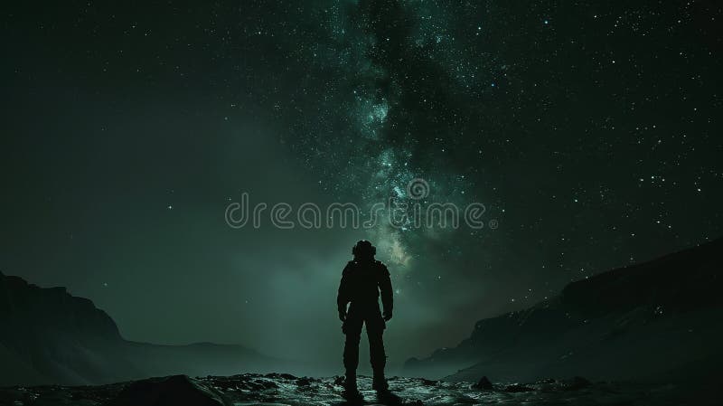 Astronaut Empty Space in Front of the Milky Way Galaxy Stock Photo ...