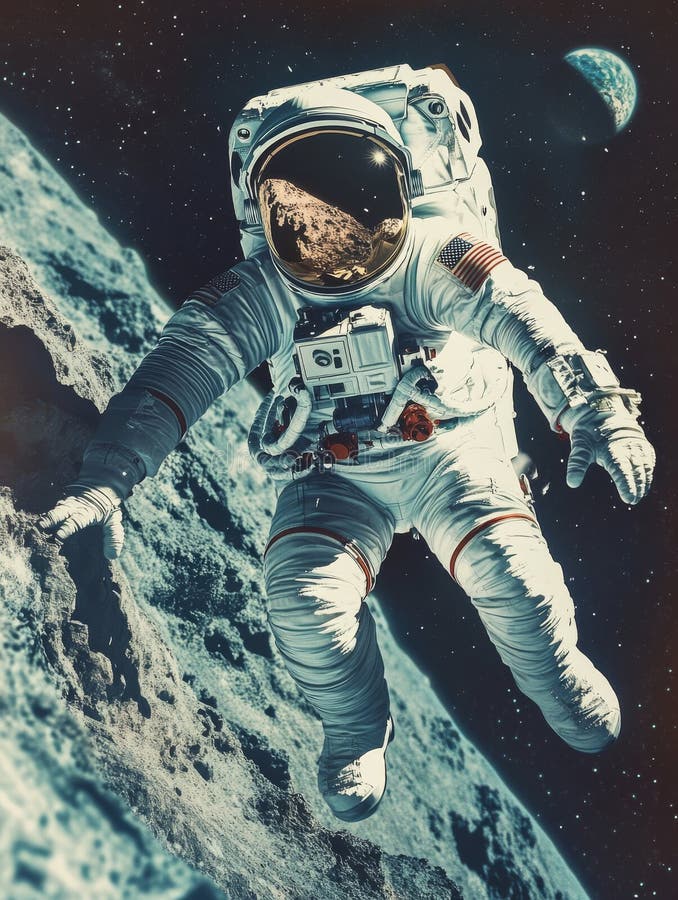 An Astronaut Engaging in Exploration of the Surface of the Moon during ...