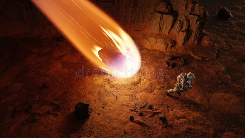 Astronaut Escapes from Falling Comet Asteroid, Fiery Asteroid from ...
