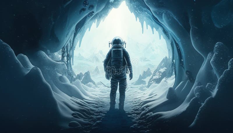 Astronaut Explore Ice Planet Digital Art Illustration, Generative AI ...