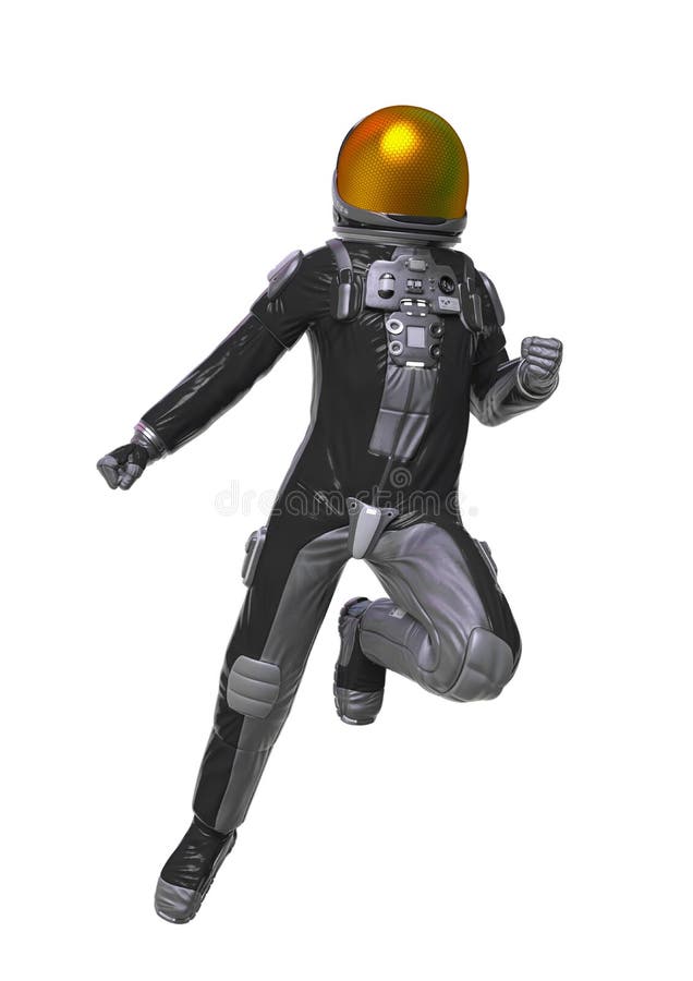 Astronaut Explorer Doing a Comic Hero Pose in White Background Stock ...