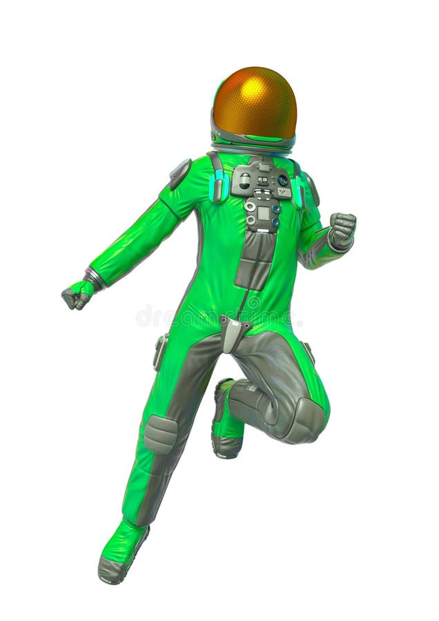 Astronaut Explorer Doing a Comic Hero Pose in White Background Stock ...