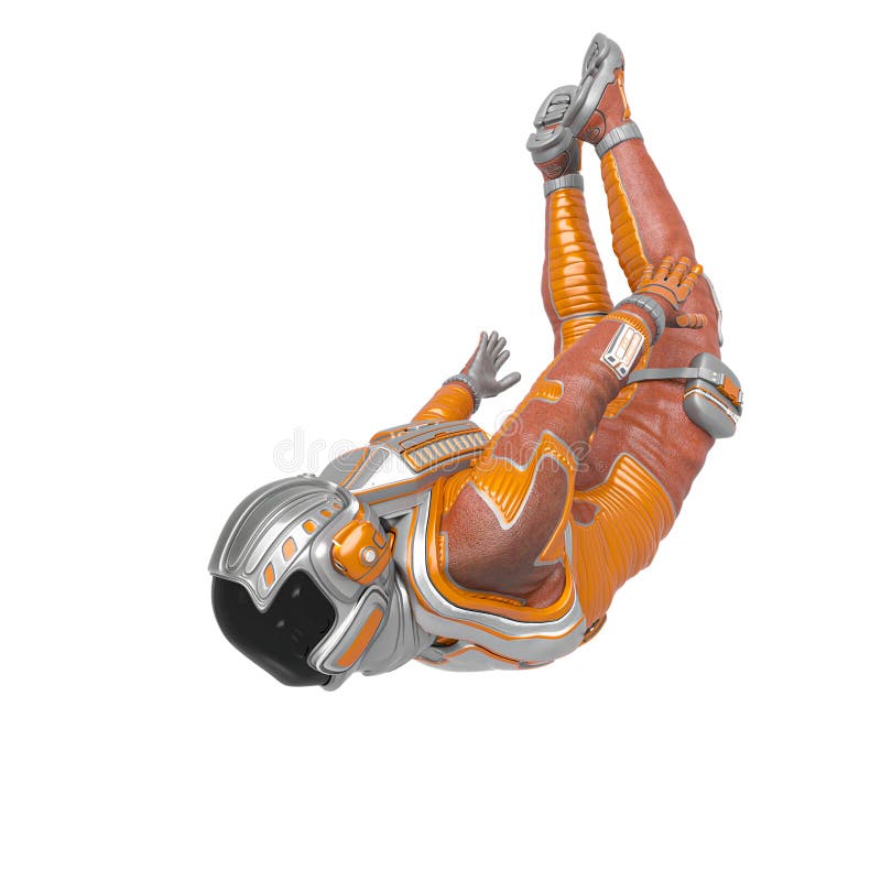 Astronaut Explorer is Flying Down Stock Illustration - Illustration of ...