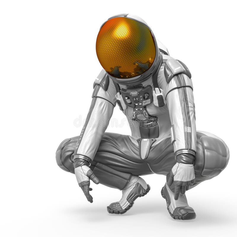 Astronaut Explorer Thinking about in White Background Stock ...