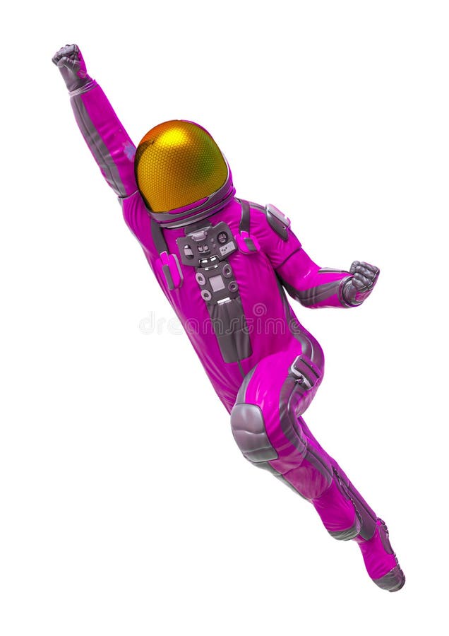 Astronaut Explorer in White Background Flying Like a Super Hero Stock ...