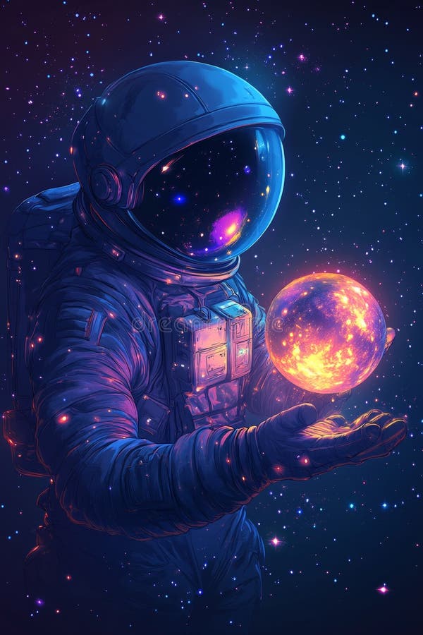 Astronaut Holding Glowing Sphere Space Stars Nebula Stock Photos - Free ...